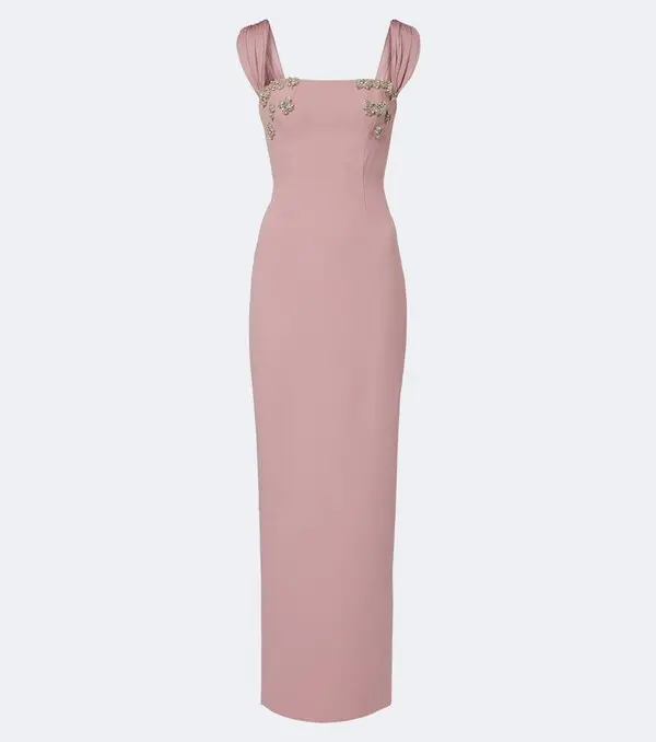 Rachel Gilbert Malia Embellished Crêpe Corset Gown - Pink