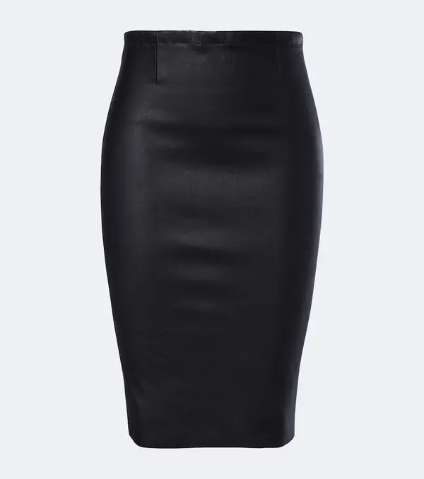Stouls Gilda Leather Midi Skirt - Black