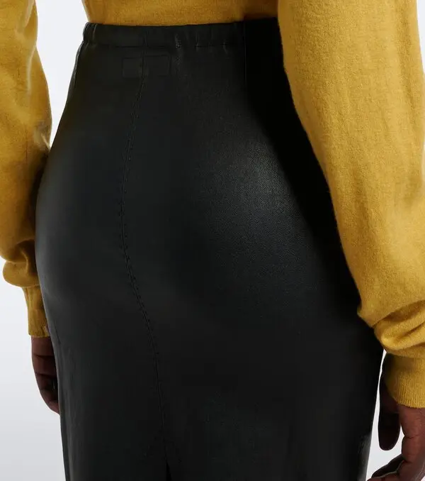Stouls Gilda Leather Midi Skirt - Black