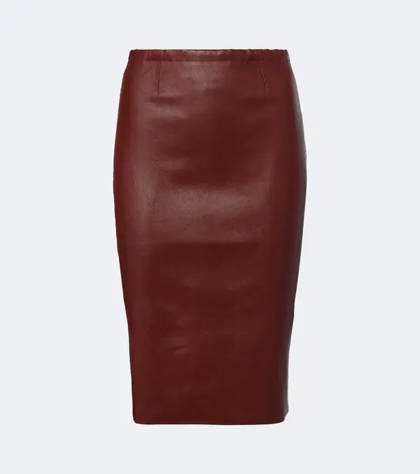 Stouls Gilda Leather Midi Skirt - Brown