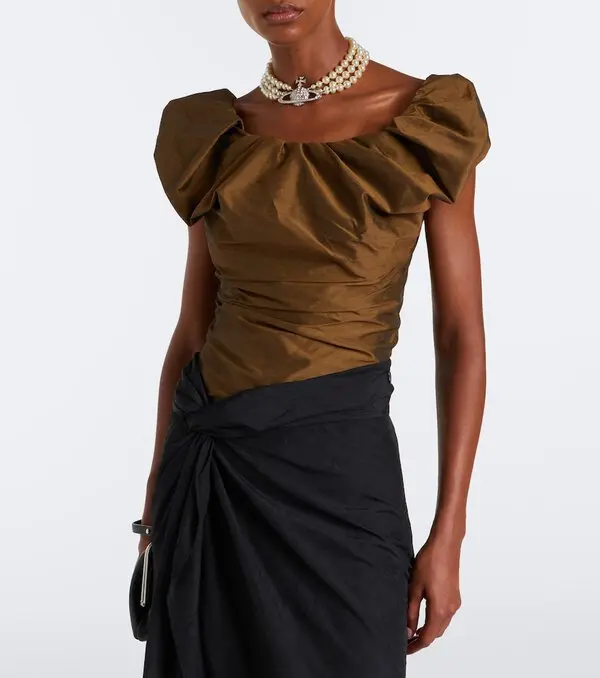 VIVIENNE WESTWOOD Ginnie Off-shoulder Twill Top - Brown