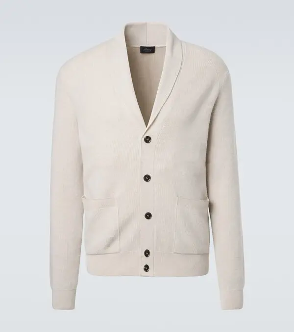 Brioni Cashmere And Wool Shawl Collar Cardigan - Beige