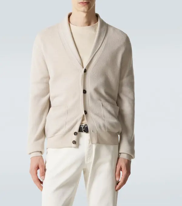 Brioni Cashmere And Wool Shawl Collar Cardigan
