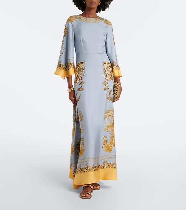 La DoubleJ Sorella' Printed Silk Maxi Dress
