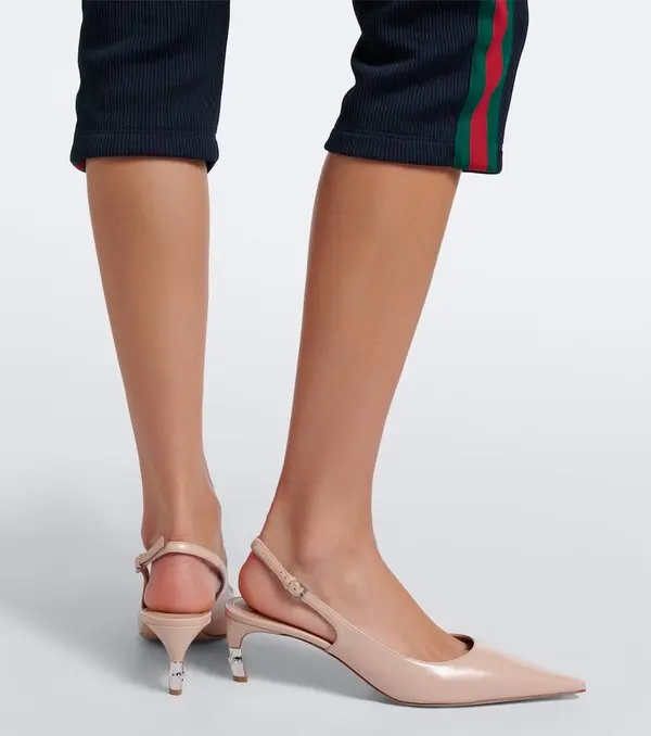Gucci Castello Leather Slingback Pumps