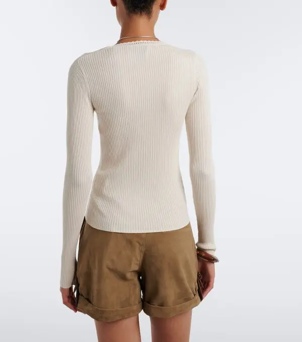 Isabel Marant Étoile Ribbed-knit Silk And Cotton Sweater - Beige