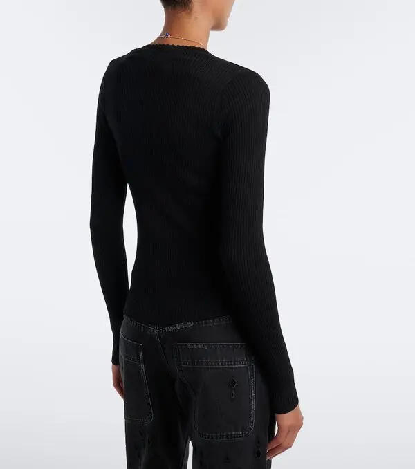 Isabel Marant Étoile Selenie Ribbed-knit Silk And Cotton Sweater - Black