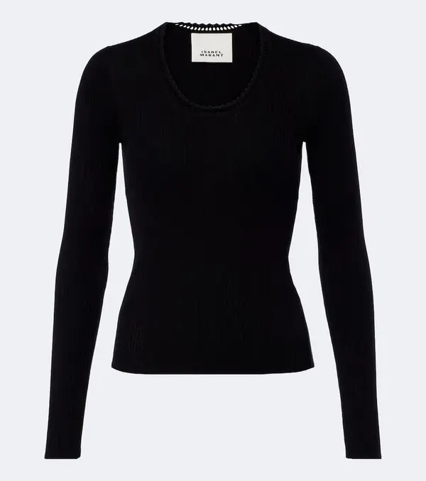 Isabel Marant Étoile Ribbed-knit Silk And Cotton Sweater - Black