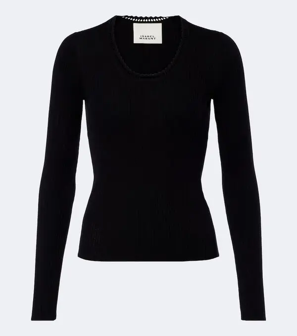 Isabel Marant Étoile Selenie Ribbed-knit Silk And Cotton Sweater - Black
