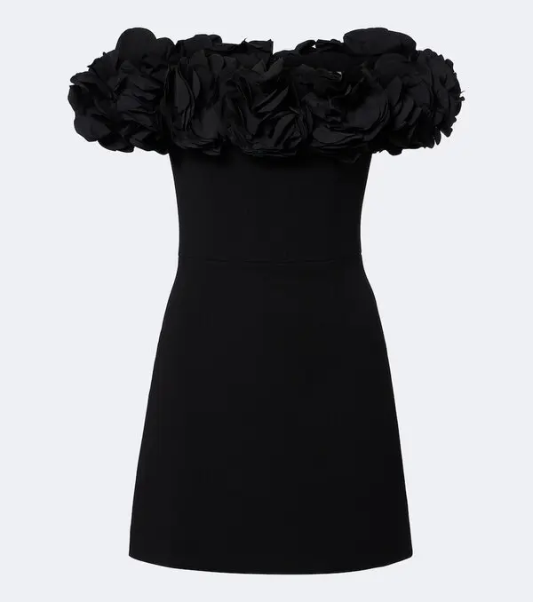 Rebecca Vallance Odetta Appliqué Off-shoulder Crêpe Minidress - Black