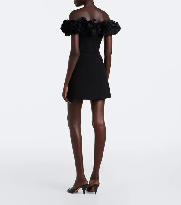 Rebecca Vallance Odetta Appliqué Off-shoulder Crêpe Minidress