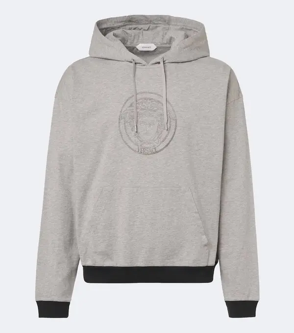 Versace Medusa Cotton Jersey Hoodie - Grey