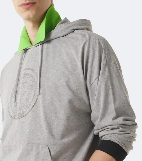 Versace Medusa Cotton Jersey Hoodie - Grey