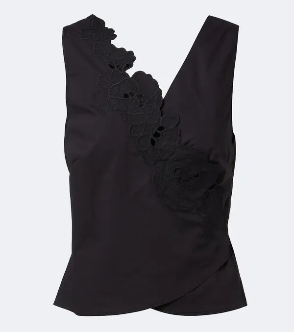 SIR. Klara Cotton Wrap Top - Black