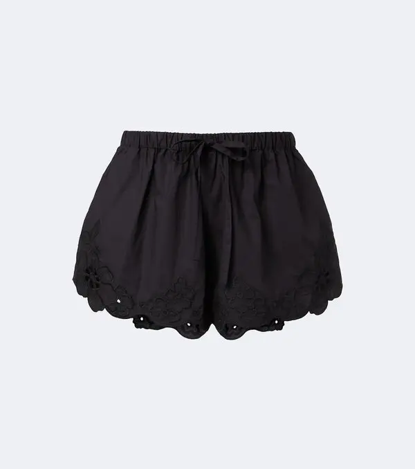 SIR. Klara Embroidered Cotton Shorts - Black