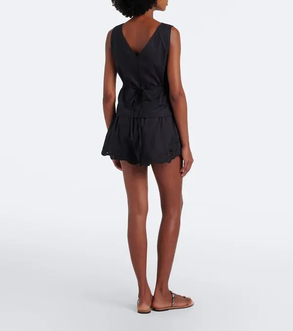 SIR. Klara Embroidered Cotton Shorts - Black