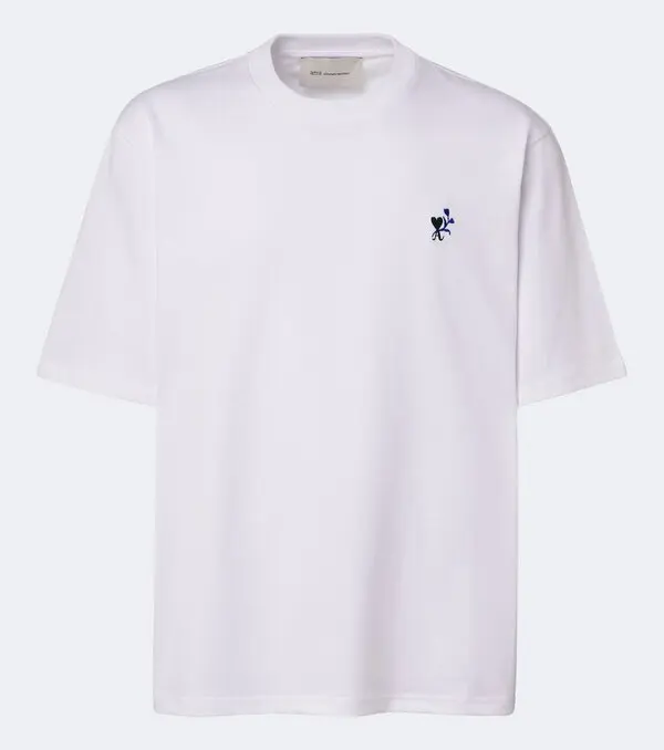 AMI Paris De Coeur Tulip Cotton Jersey T-shirt - White