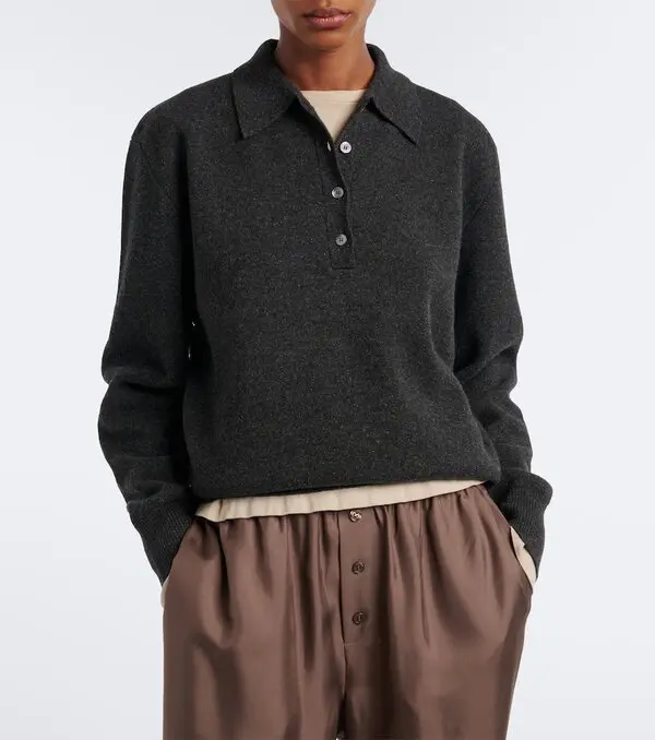 RÓHE Wool, Cashmere, And Silk-blend Polo Sweater - Grey