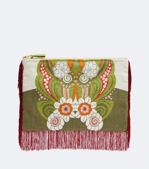 La DoubleJ Printed Pouch With Fringe - Multicoloured