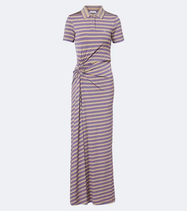 Rabanne Cutout Gathered Striped Crêpe Maxi Dress - Multicoloured