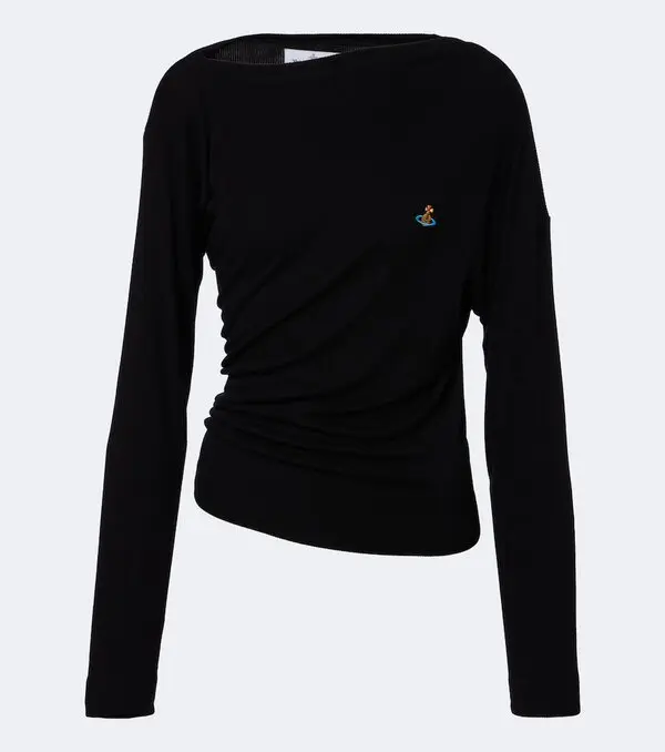 VIVIENNE WESTWOOD Draped Ribbed-knit Top - Black