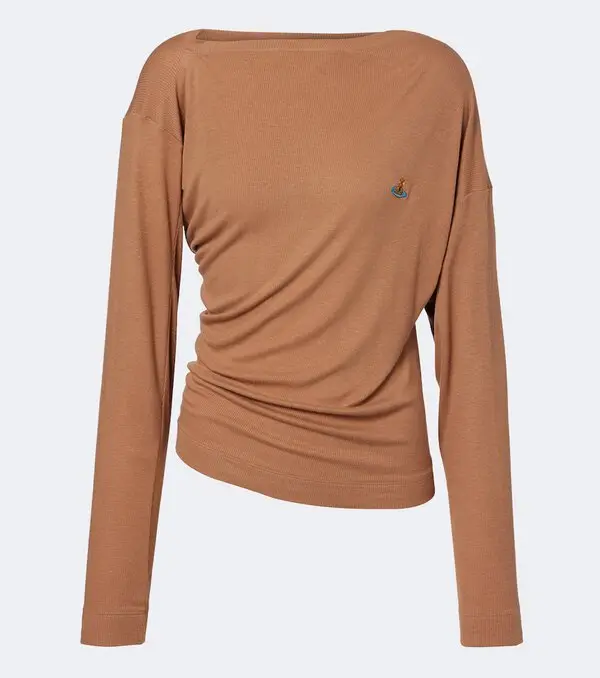 VIVIENNE WESTWOOD Draped Ribbed-knit Top - Brown