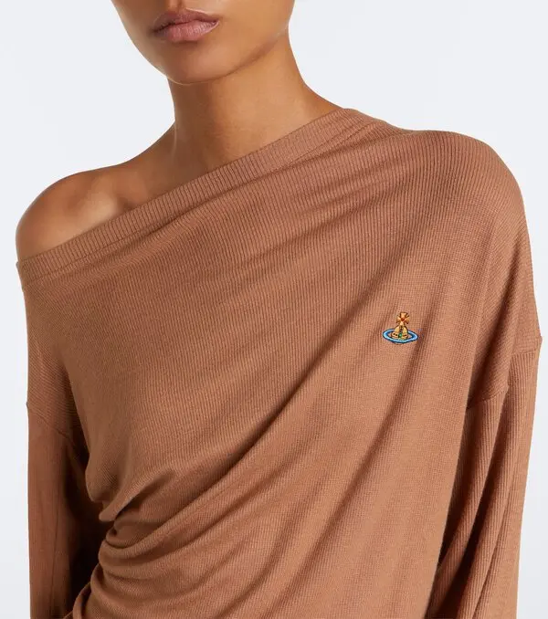 VIVIENNE WESTWOOD Draped Ribbed-knit Top - Brown