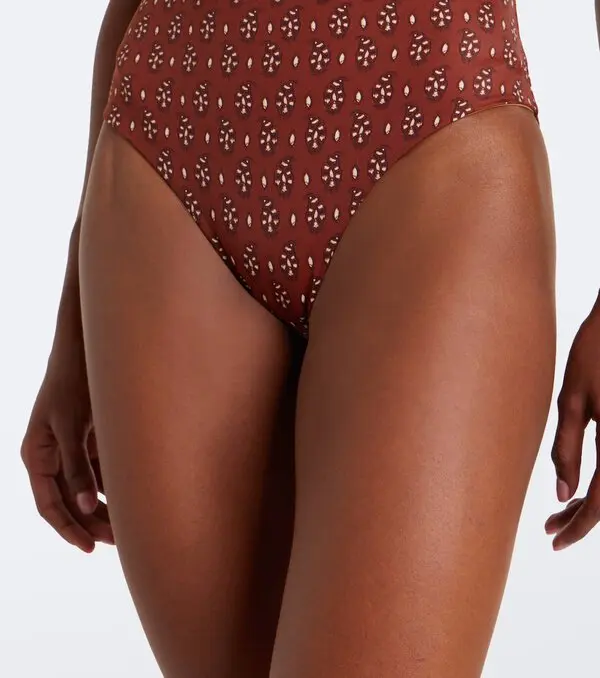 Johanna Ortiz Ruffled Printed One Piece Swimsuit - Brown