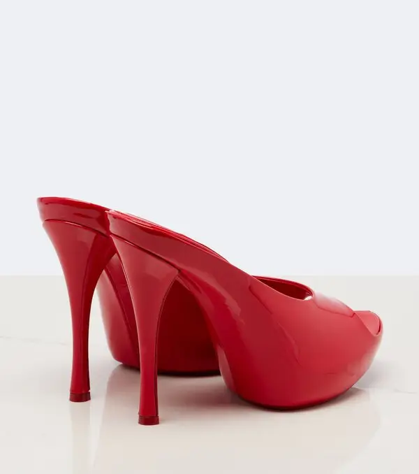 Gucci Patent Leather Platform Mules - Red