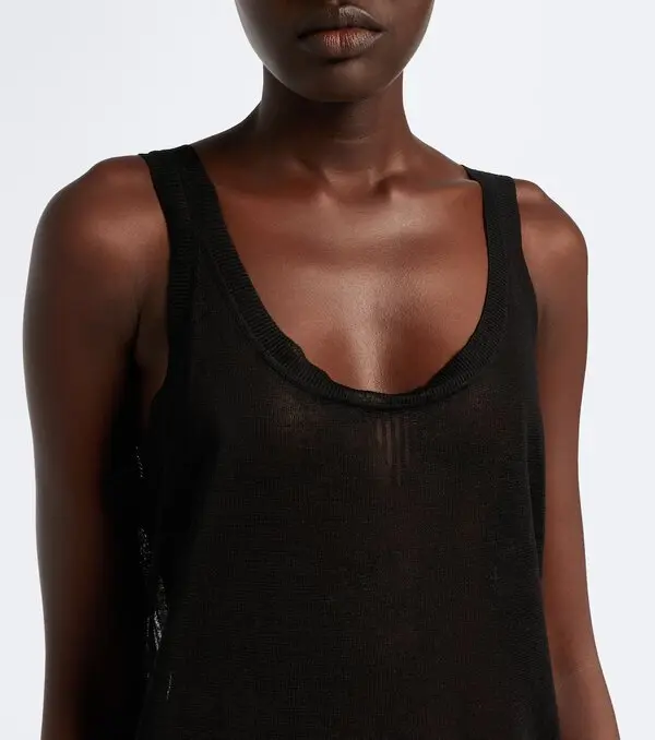 Alaïa Semi-sheer Linen And Silk Midi Dress