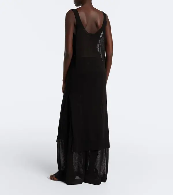Alaïa Semi-sheer Linen And Silk Midi Dress