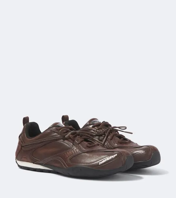 Balenciaga Radar Leather Sneakers - Brown