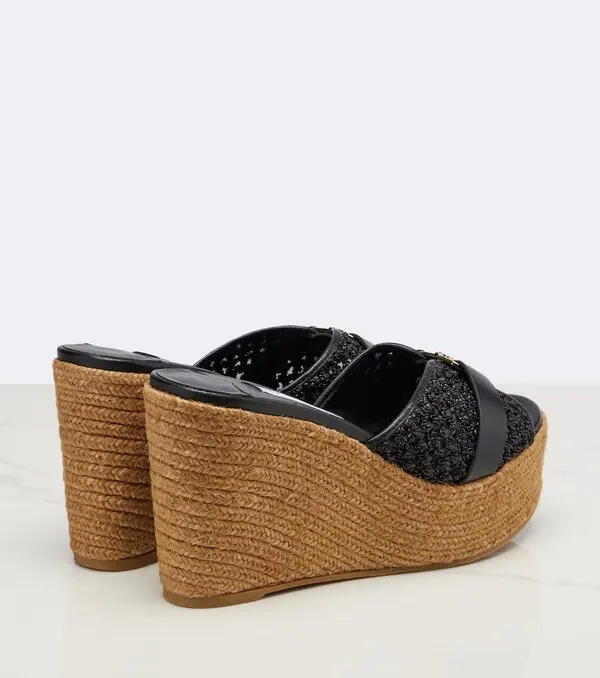 JIMMY CHOO Leda Raffia Wedge Mules