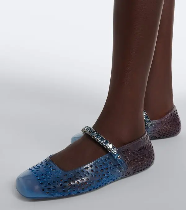 JIMMY CHOO Jelly Crystal-embellished Ballet Flats
