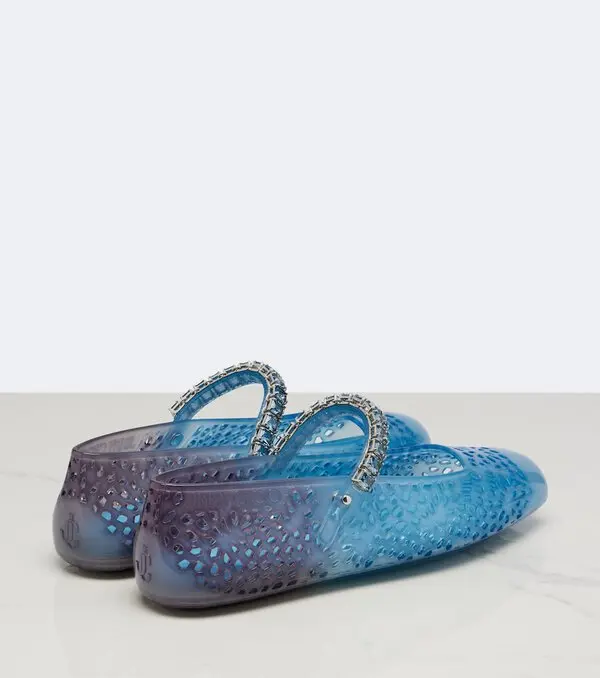 JIMMY CHOO Jelly Crystal-embellished Ballet Flats