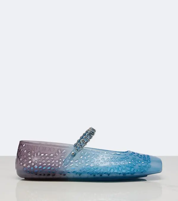 JIMMY CHOO Jelly Crystal-embellished Ballet Flats