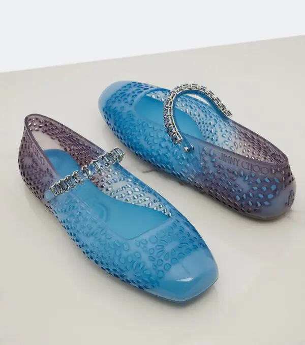 JIMMY CHOO Jelly Crystal-embellished Ballet Flats