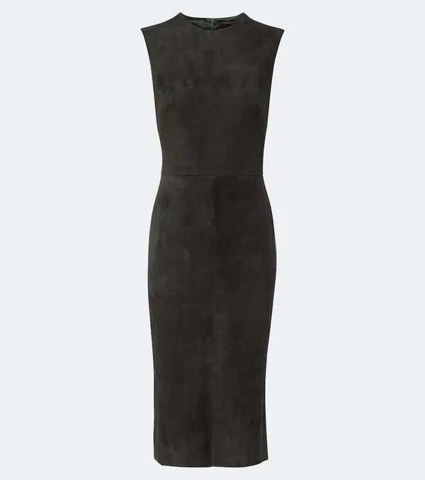 Stouls Evita Suede Midi Dress - Green