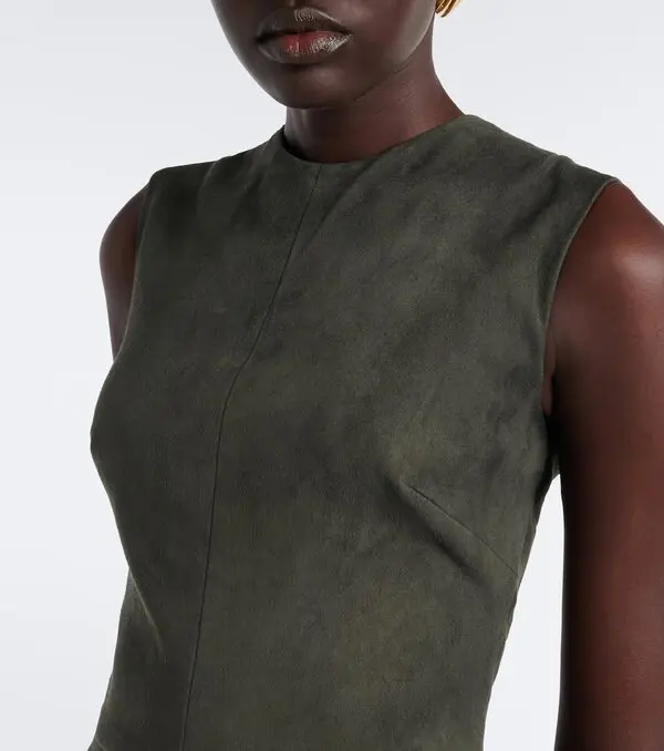 Stouls Evita Suede Midi Dress - Green