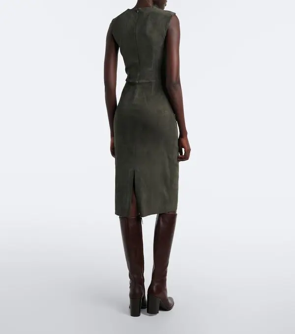 Stouls Evita Suede Midi Dress - Green