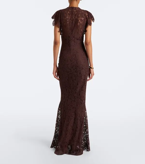 DE LA VALI Laia Cutout Cotton-blend Lace Maxi Dress