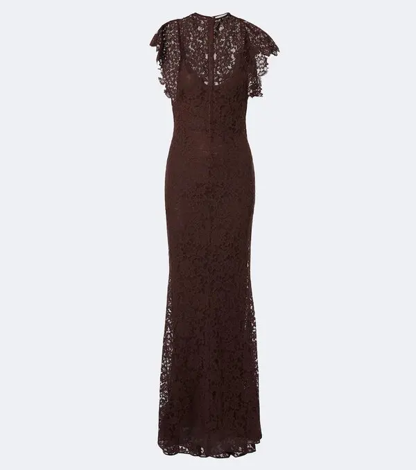 DE LA VALI Laia Lace Maxi Dress - Brown