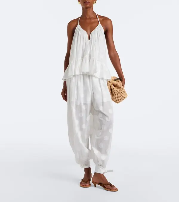 Zimmermann Solstice Polka-dot Cotton Balloon Pants - White
