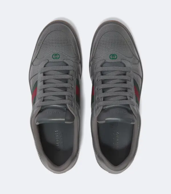 Gucci Screener Perforated Leather Sneakers - Grey