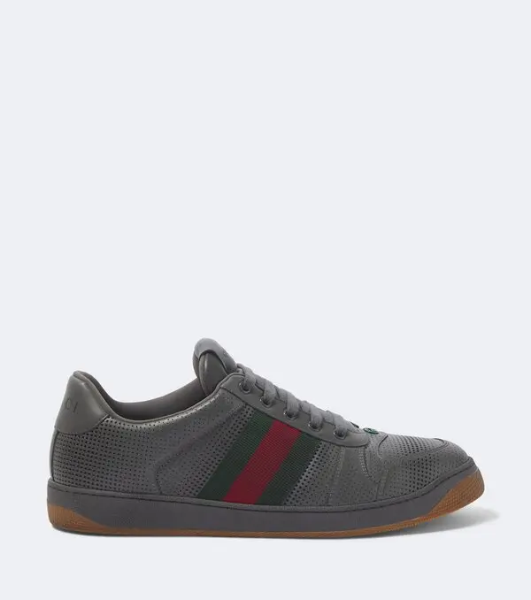 Gucci Screener Perforated Leather Sneakers - Grey