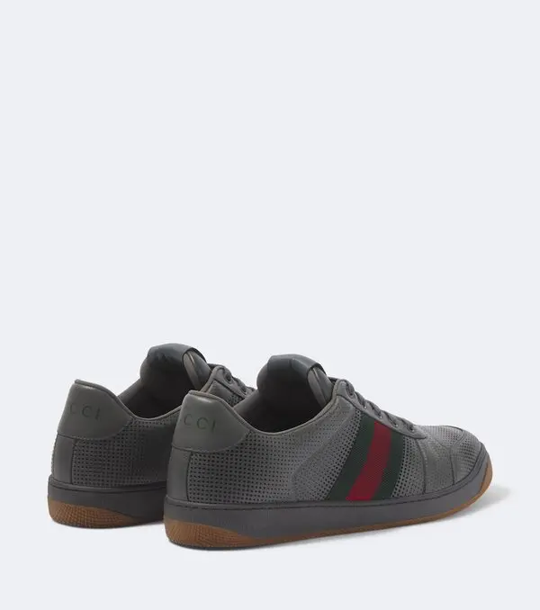 Gucci Screener Perforated Leather Sneakers - Grey