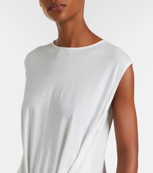 TOTEME Gathered Cotton Jersey Midi Dress - White