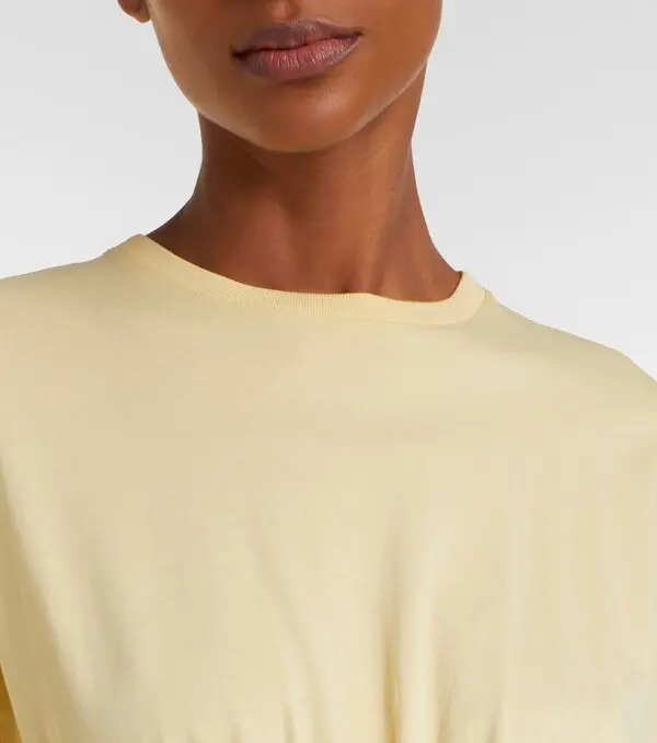 TOTEME Gathered Cotton Jersey Midi Dress - Yellow