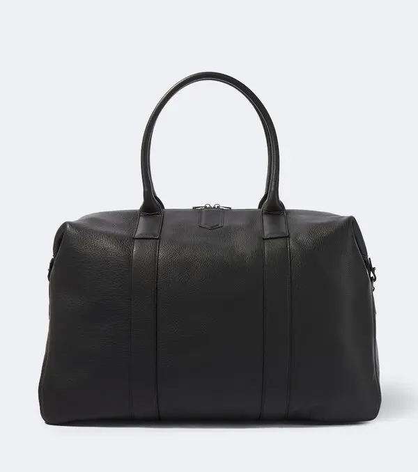 Canali Leather Duffel Bag - Black