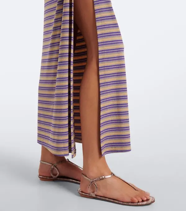 Rabanne Striped Crêpe Midi Skirt